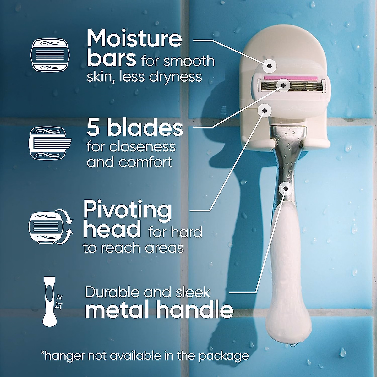 Gillette Venus Comfortglide with Olay Sugarberry Womens Razor Handle + 2 Blade Refills, Silver, 1 Count