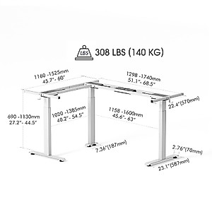 FEZIBO 75 Inch L Shaped Standing Desk with Standing Desk Anti Fatigue Mat