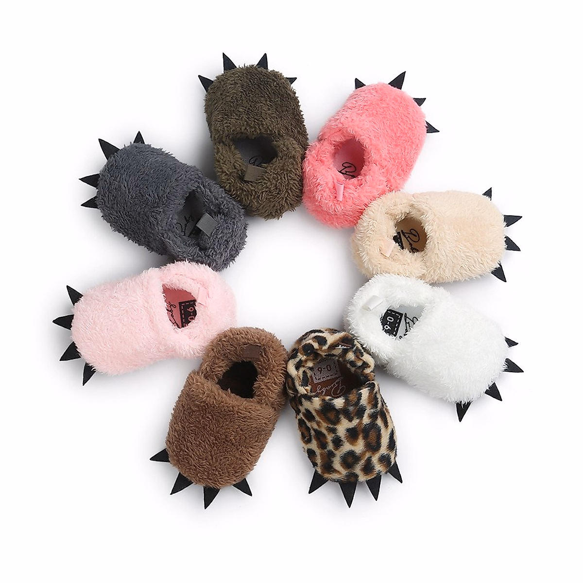 CoKate Baby Boys Girls Soft Plush Slippers Bear PAW Animal Boots Toddler Infant Crib Shoes Winter House Shoes (12-18 Months, Dark Pink)