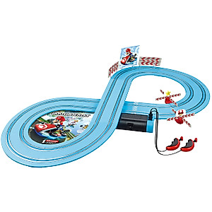Carrera First Mario Kart - Slot Car Race Track with Spinners - Includes 2 Cars: Mario and Peach - Battery-Powered Beginner Racing Set for Kids Ages 3 Years and Up