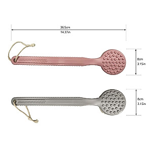 2Pack Back Shower Bath Brush for Elderly Body Cleaning Long Handle for Mens Shower Back Scrubber for Women Exfoliation Soft Bristles Skin Exfoliating Shower Body Foot Brush Pink Gray