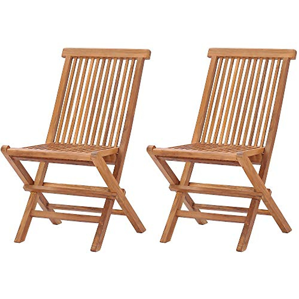 Teak Wood California Folding Outdoor Patio Dining Side Chair (Set of 2), Made from Solid A-Grade Teak Wood