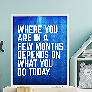 "Where You Are In A Few Months Depends On Today" Motivational Quotes Wall Art-11 x 14" Typographic Poster Print-Ready to Frame. Inspirational Home-Office-School-Dorm-Gym Decor. Great for Motivation!