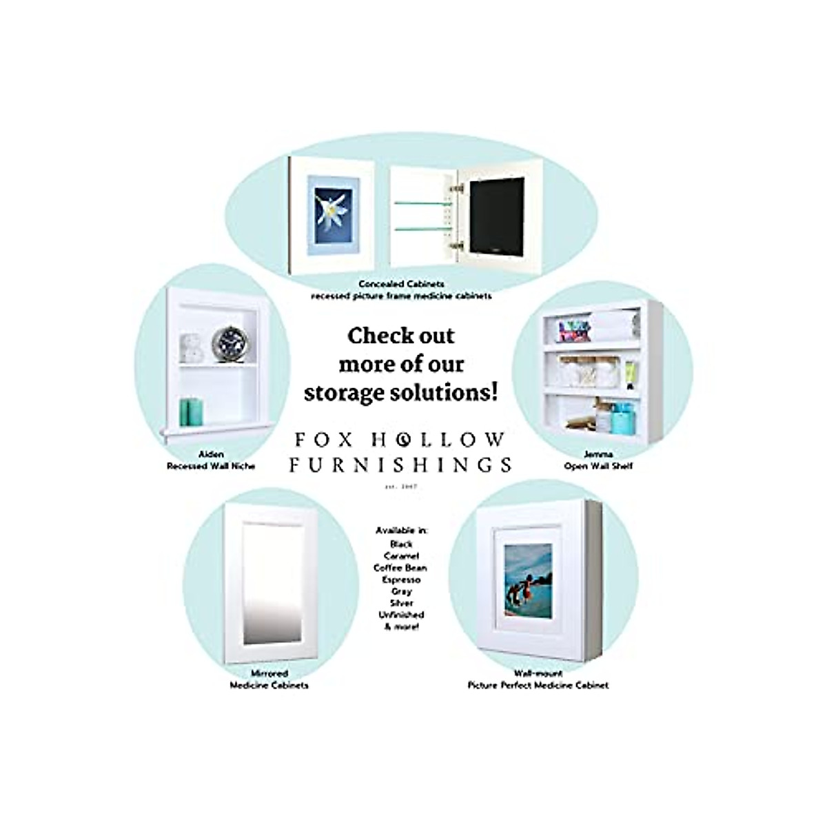 Fox Hollow Furnishings 14x24 Aiden Wall Niche (White w/Beadboard Back)