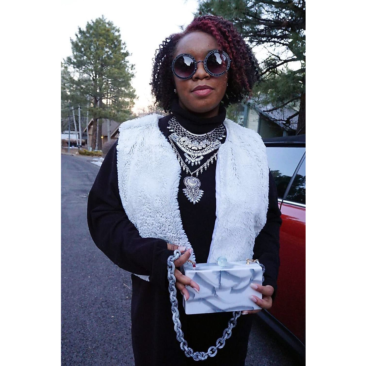 Long Tassel Chunky Boho Coin Statement Necklace For Women Style 1