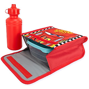 Disney Cars Backpack Set 4 Piece | Lightning McQueen Backpack Pencil Case Water Bottle and Lunch Bag | Children's Backpacks For School And Adventures | Official Cars Merchandise