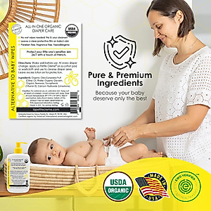 La Petite Creme French Premium Diapering Lotion - Diaper Cream Alternative to Baby Wipes - Gentle Moisturizer & Skin Cleanser with USDA Certified Organic Ingredients - Baby Essentials (8 oz)
