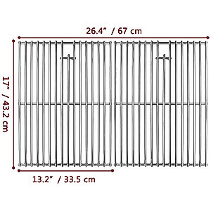 Uniflasy 17 Inches Cooking Grates for Home Depot Nexgrill 720-0830H 720-0830D, 720-0783E, 720-0783C Gas Grill Replacement Parts, Stainless Steel Uniflame Gas Grills Cooking Grids 2 Pack