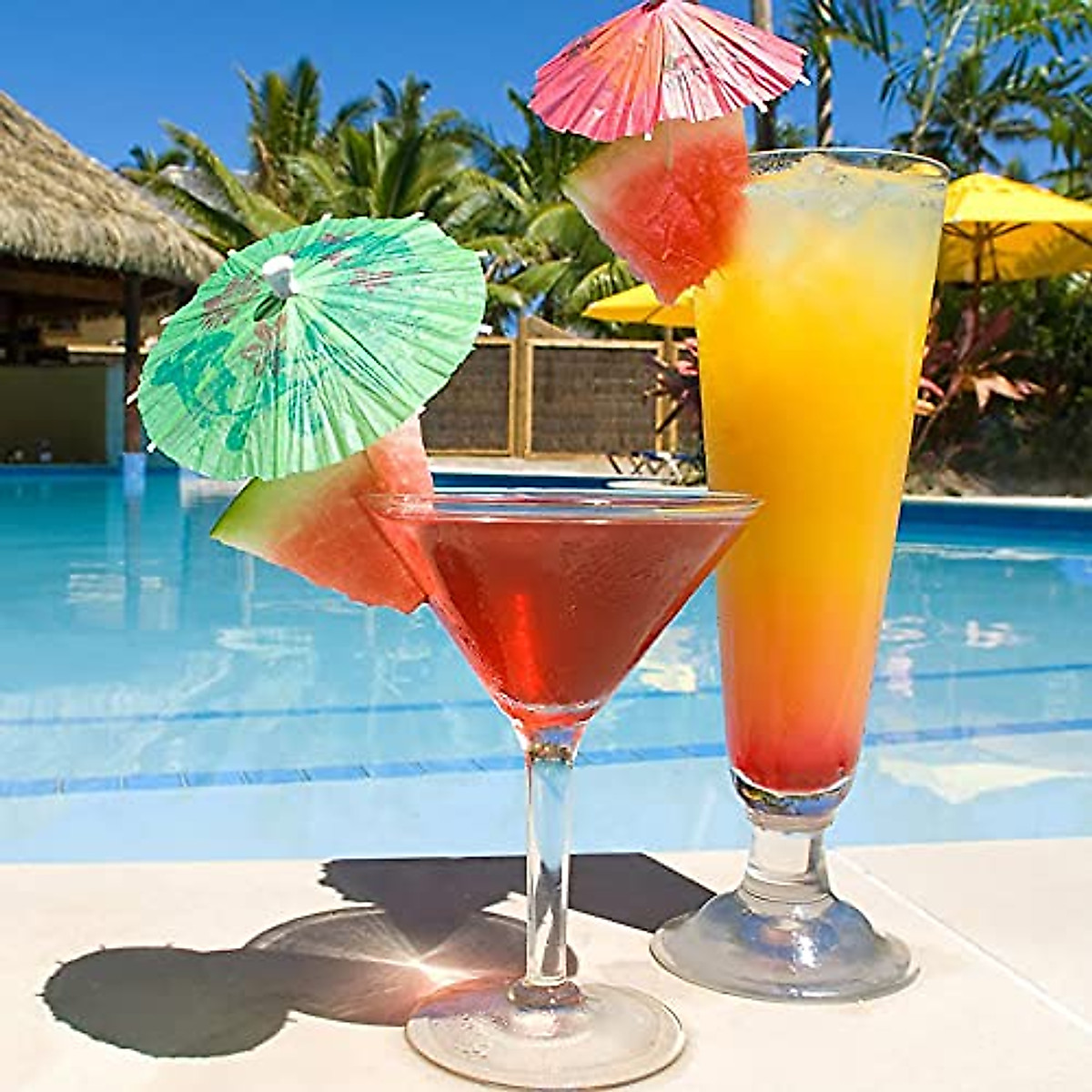 ALINK 144-Pack Cocktail Drink Umbrella Picks, Cupcake Toppers, Luau Parasols Toothpicks for Tropical Hawaiian Tiki Party Decorations