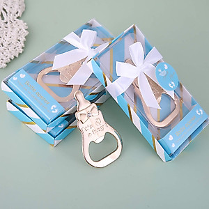 16 Pack Baby Shower Party Favors Botttle Opener for Guest,Baby Shower Souvenir Baby Shower Favors for Boy Bottle Opener for Birthday Keepsake Creative Party Decoration (Blue, 16)