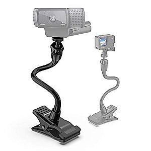Smatree Adjustable Jaws Flex Clamp Mount 13.4inch Gooseneck Extension Compatible for Logitech Webcam C925e/C922x/C922/C930e/C930/C920/C615/ GoPro Hero 11/10/9/8/7/6/5/4/Arlo Ultra/Pro/Pro 2/Pro 3
