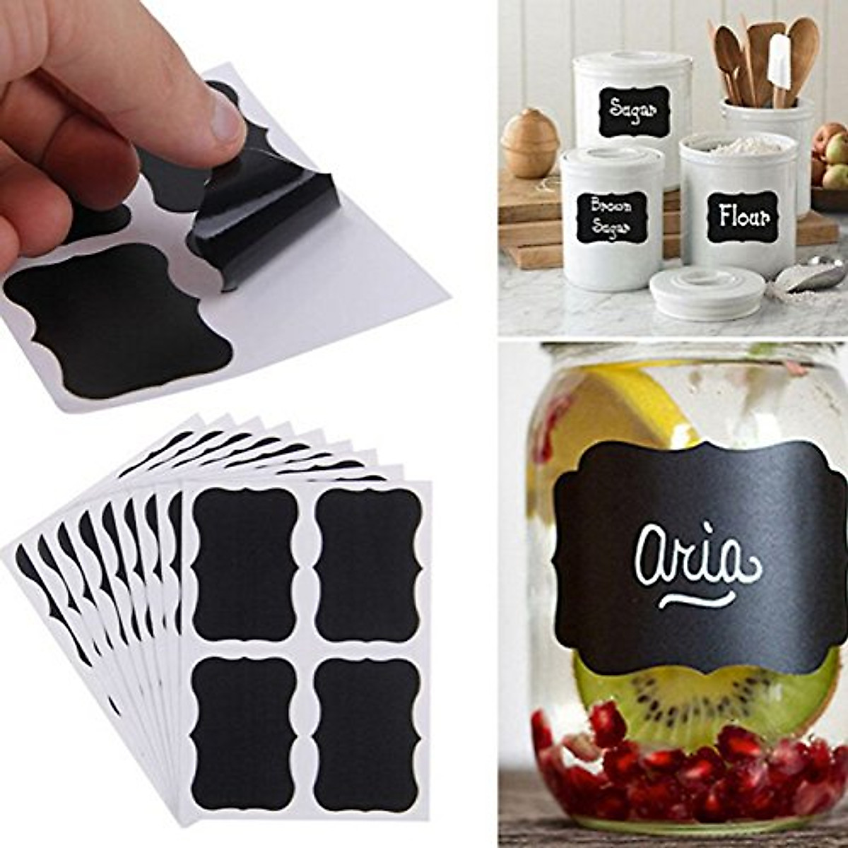 36pcs Chalkboard Labels Reusable Blackboard Stickers for the Kitchen, Pantry, Mason Jars, Wine Glasses