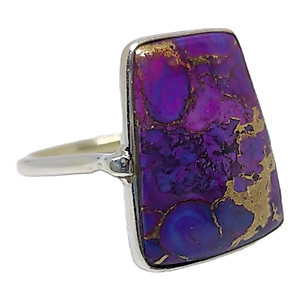 Handmade Jewelry, Purple Copper Turquoise Ring, 925 Solid Sterling Silver Ring, Boho Ring, Turquoise Gemstone Ring, Silver Jewelry, Gift for Her (10)