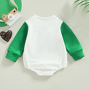 Chloefairy Newborn Baby Girl Boy St Patricks Day Outfit Little Lucky Charm Romper Sweatshirt Onesie Bodysuit Infant Jumpsuit (Green-little LUCKY CHARM, 6-12 Months)