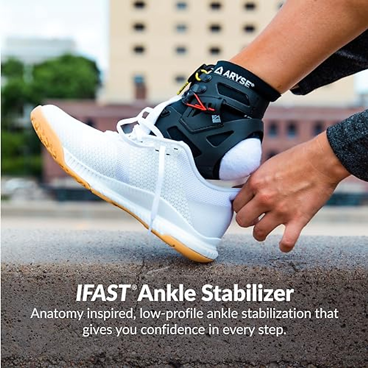 ARYSE IFAST Ankle Brace - Ankle Stabilizer For Men & Women - Great For Basketball, Volleyball, Soccer & More! (Medium, Black, Pair)