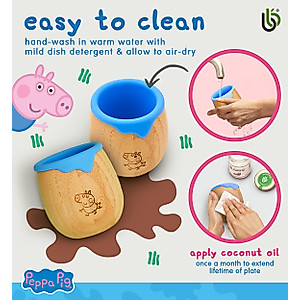 Peppa Pig Toddler Cup for Kids – 150ml Bamboo Cup for Baby with Silicone Liner | Transition Sippy Cup | Snack Cup | Ideal for Baby-Led Weaning | Promotes Drinking and Oral Motor Skills