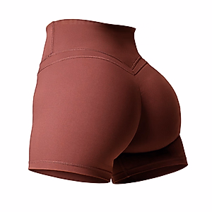 YEOREO Workout Biker Shorts for Women Athletic Scrunch Butt High Waisted Running Gym Shorts Yoga Tummy Control Spandex Burgundy S