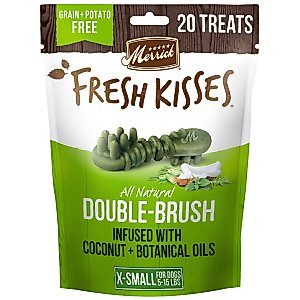 Merrick Fresh Kisses Natural Dental Chews Infused With Coconut And Botanical Oils For Tiny Dogs 5-15 Lbs - 20 ct. Bag