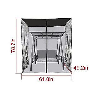Patio Swing Mosquito Netting Polyester Mesh Screen with Zipper Opening Outdoor Swing Chair Mosquito Net for Patio 2 Person