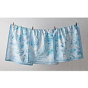 Maison d' Hermine Dish Towels 100% Combed Cotton Premium Easter Kitchen Towels Dishcloth for Home, Kitchen, Dining, Cocktail Parties & Camping, Paisley Blues - (Set of 3)