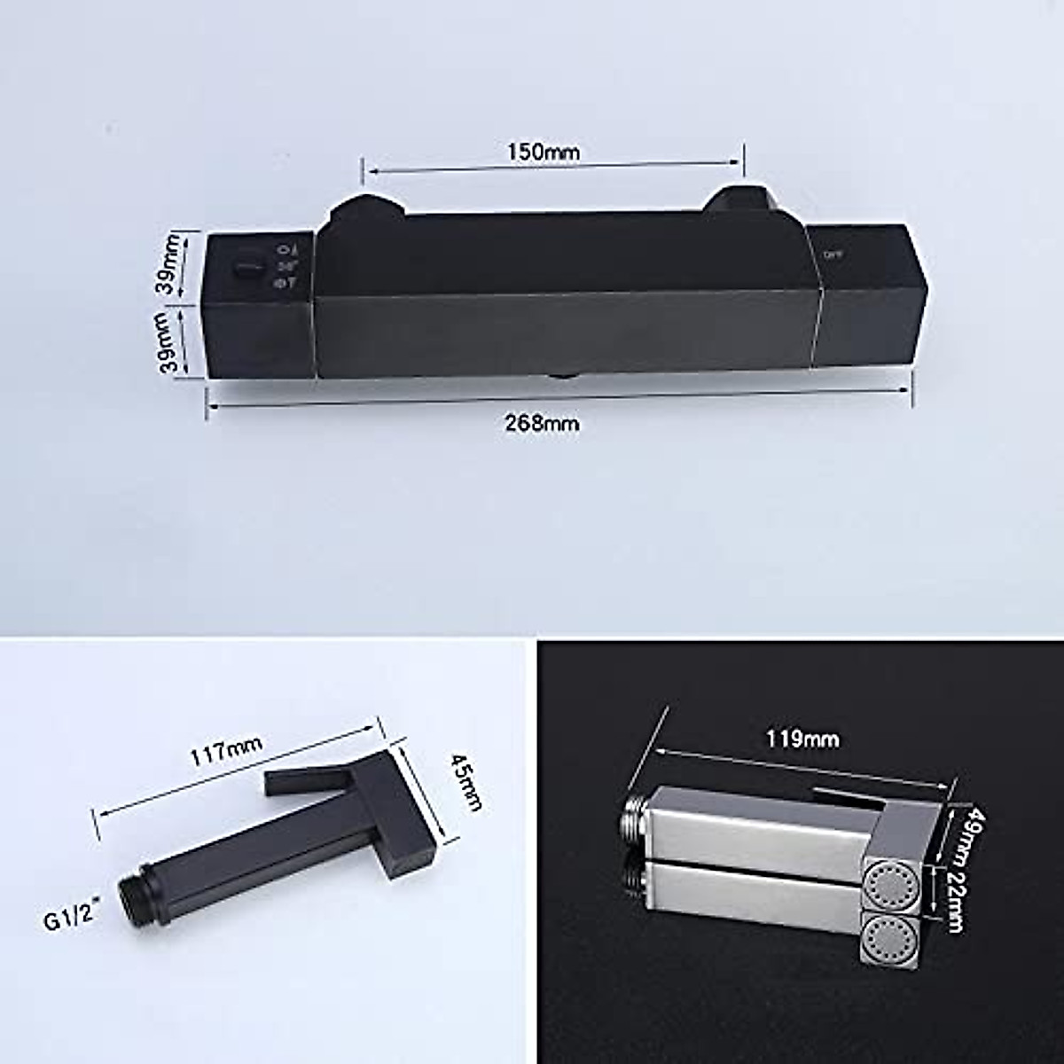 CUTPOIY Thermostatic Mixer Bidet Shower Bathroom Shower Bidet Taps Spray Toilet Cleaning Faucet Toilet Bidet Sprayer Gun Bathroom Sprayer Toilet Bidet Shower Head-Chrome-A (Black a)