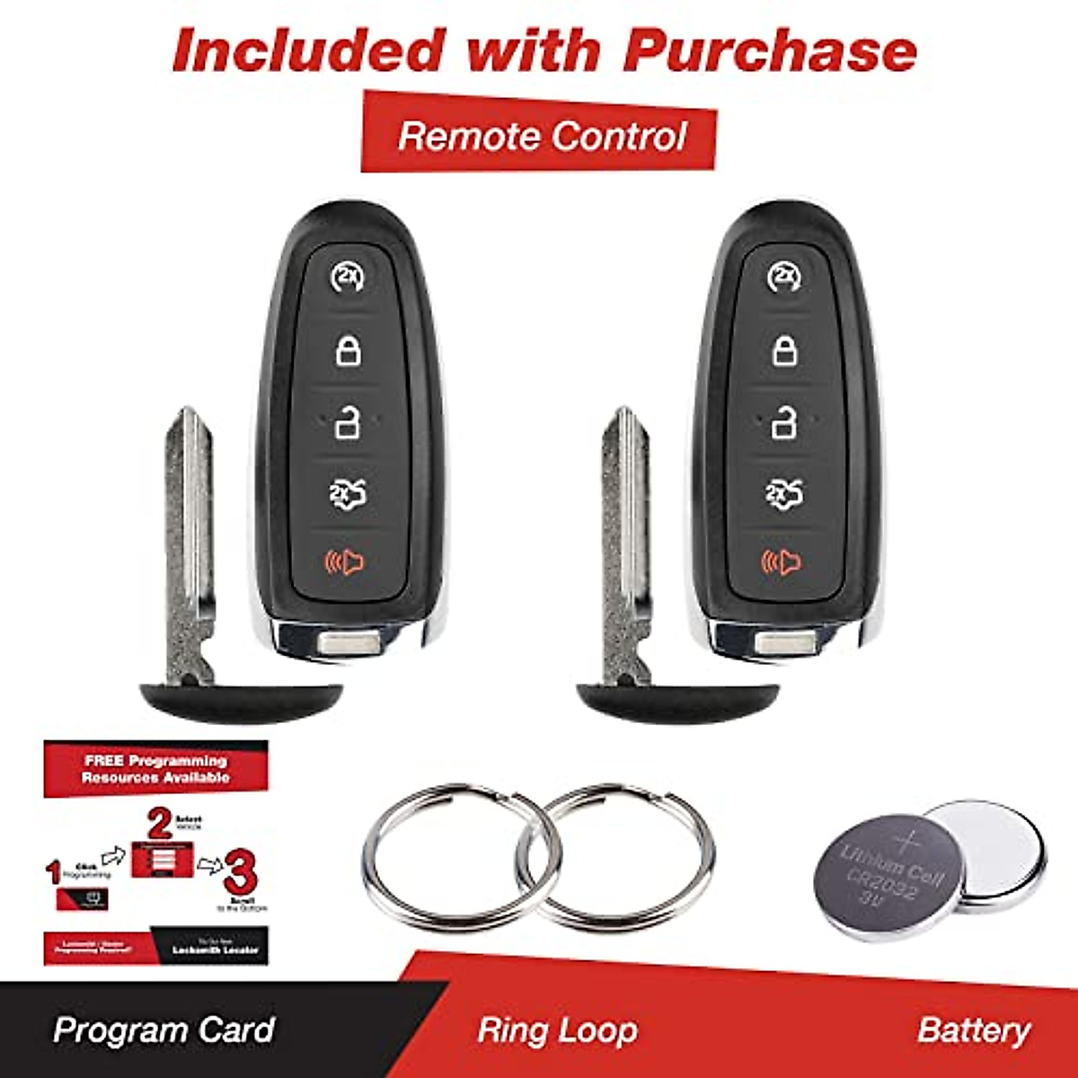 KeylessOption Keyless Entry Car Remote Start Smart Key Fob for Ford Lincoln M3N5WY8609 (Pack of 2)