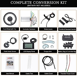 PEXMOR Electric Bike Conversion Kit, 48V 1000W 26" Front/Rear Wheel w/Tire Ebike Conversion Kit, Electric Bicycle Hub Motor Kit with LCD Display/Controller/PAS/Brake Lever/Torque Arm (Front)