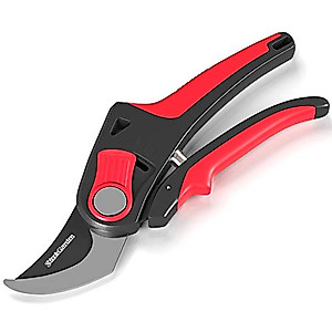 Sleek Garden Hand Pruner Professional Sharp Bypass EZ-Cut Garden Pruning Shears -Comfort Plus Handheld Gardening Tools Pruner,Rust Proof Blades Clippers/Scissors /- Shock Absorber + Cushion