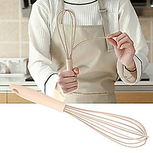 Egg Beater, Silicone Whisk, Whisks for Cooking, Egg Whisk, Mini Silicone Manual Egg Beater Stirring Frother Mixer Blender Kitchen Cooking Utensils Pink