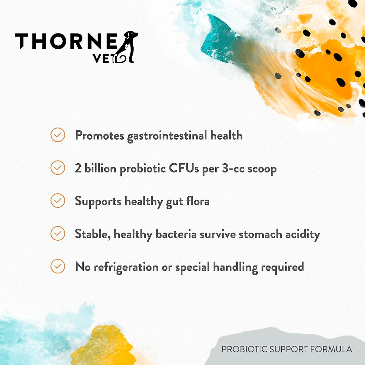 ThorneVET Probiotic Support Formula – Gastrointestinal Support for Dogs, Cats & Horses, Powder, Natural