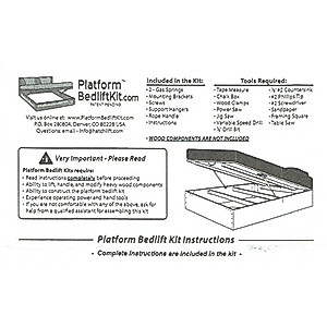Hatchlift Products Platform Bedlift Kit (Queen-Heavy) DIY Under Bed Storage Kit