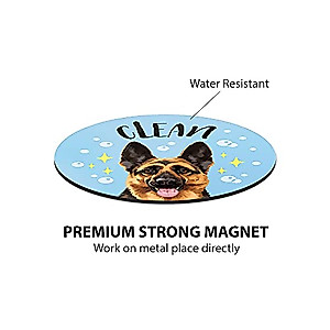 WIRESTER 3.5 inch Dishwasher Clean Dirty Flip Sign Double-Sided Decoration for Kitchen Dishwasher Washing Machine, German Shepherd