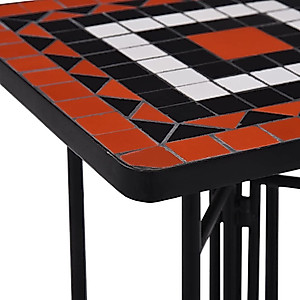 KTHLBRH (Fast Shipments) Plant Stand, Flower Pots Shelf Rack, Plant&Planter Display for Living Room, Balcony,Bedroom and Patio Garden Mosaic Side Table Terracotta and White Ceramic