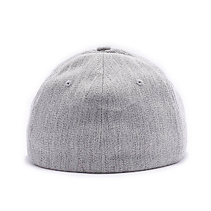 Thin Red Line Fire Department Distressed American Flag hat, Flag with Firefighter Axe Embroidered. 6477 and 6277 Flexfit Hat (L/XL, Heather Grey)