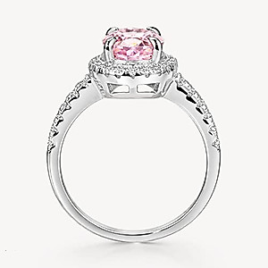 Michooyel 2.0ct Oval Cut Pink Diamond Engagement Ring Sterling Silver Cubic Zirconia Halo Women's Ring Promise Ring