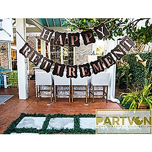 Rose Gold Happy Retirement Banner | Glitter Rose Gold Circle Dot Garland Twinkle Star Paper Hanging Bunting Banner Backdrop for Retirement Decorations | Luxurious Retirement Party Supplies for Women