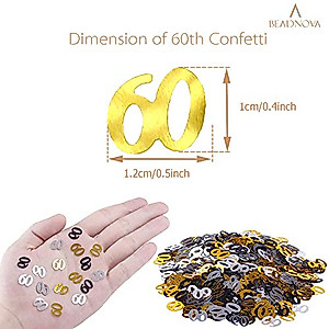 BEADNOVA 60th Birthday Confetti Sixty Years Old Confetti 60 Anniversary Number Confetti for Birthday Party Decor Wedding Table Decoration (1oz, Gold Silver Black Mix)
