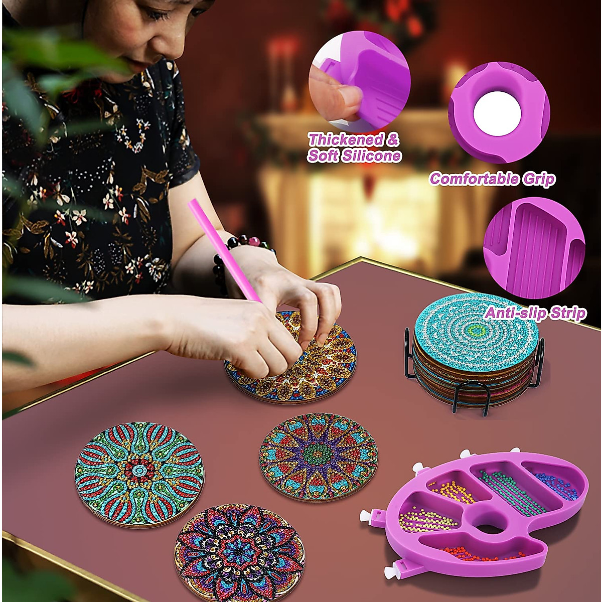 Palette Diamond Painting Tray Kits Trays Diamond Painting Organizer, Diamond Accessories & Tools for Glitter Rhinestones/5D Diamond Embroidery/Bead Storage/DIY Art