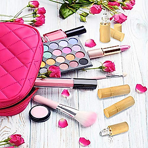 AUHOKY 12Pcs 5ml Bamboo Roll on Bottles for Essential Oils, Portable Massage Oil Bottle with Stainless Steel Roller Ball, Reusable Travel Perfumes Sample Lip Gloss Container (1 Opener)