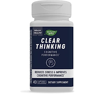 Nature's Way Clear Thinking Nootropic, Brain Health*, Cognitive Performance*, with Ashwagandha, 40 Capsules