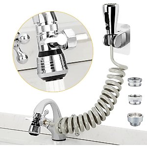 CECEFIN Kitchen Sink Sprayer, Faucet Spray Head Replacement with 79” Recoil Hose and Holder, Pressurized Water Saving Faucet Aerator & Diverter Valve, Faucet Sprayer Attachment Set
