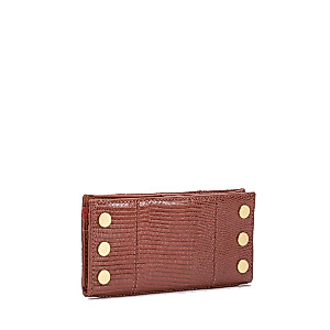 Hammitt 110 Redwood North Lizard Leather Wallet White Zip Small North Red NEW