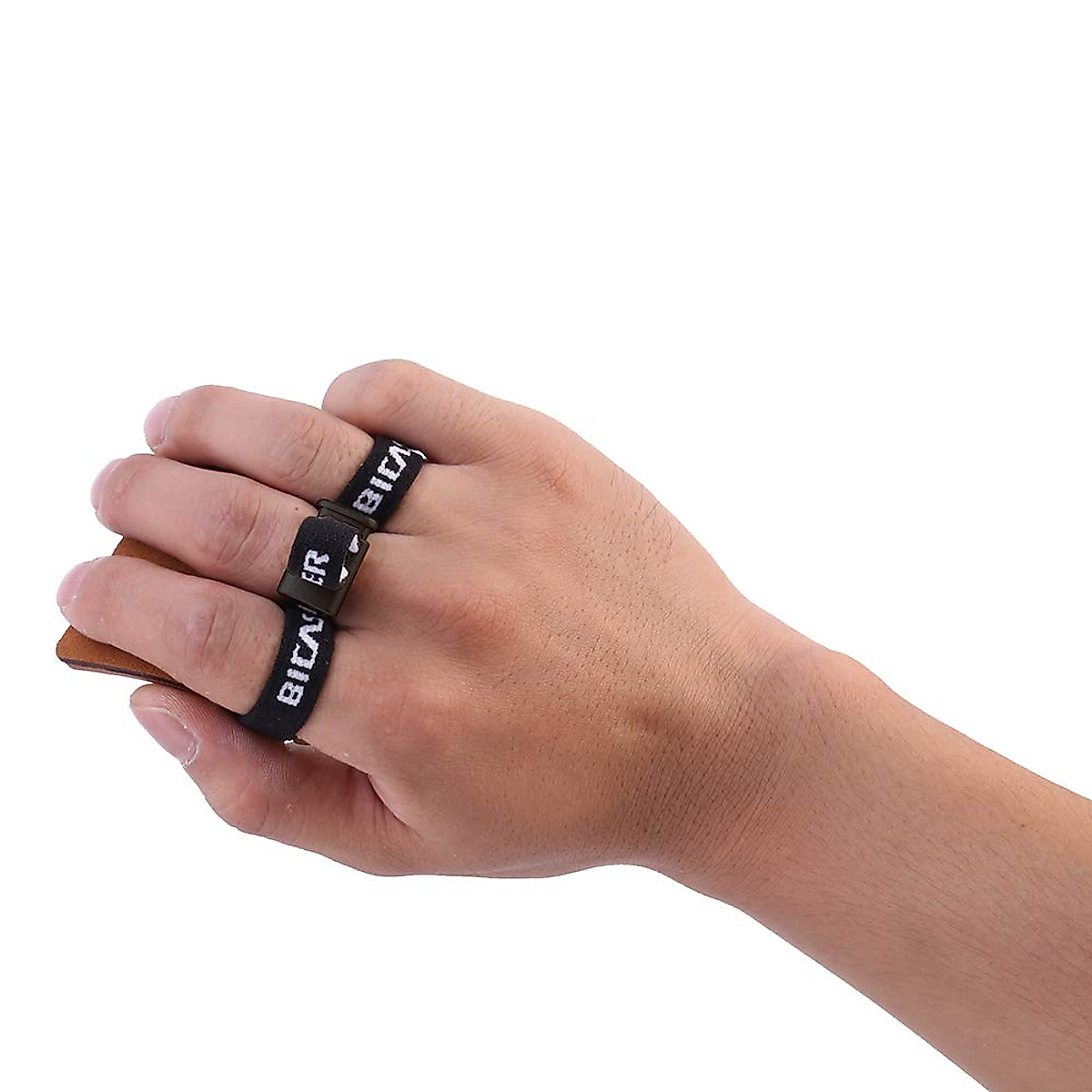 BICASTER Barebow Finger Tabs Cordovan Leather + Brass String Walking Finger Guards - RH (Medium)