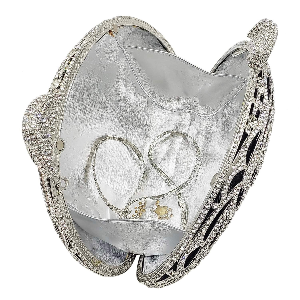 Boutique De FGG Tiger Clutch Purse for Women Evening Bags Formal Party Prom Rhinestone Handbags and Purses (Silver)