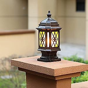 Enlylyog Chinese Style Outdoor Waterproof Courtyard Terrace Gate Wall Landscape Garden Creative Outdoor Home Villa Column Head Lamp,Hotel Outdoor Garden Stigma Lamp