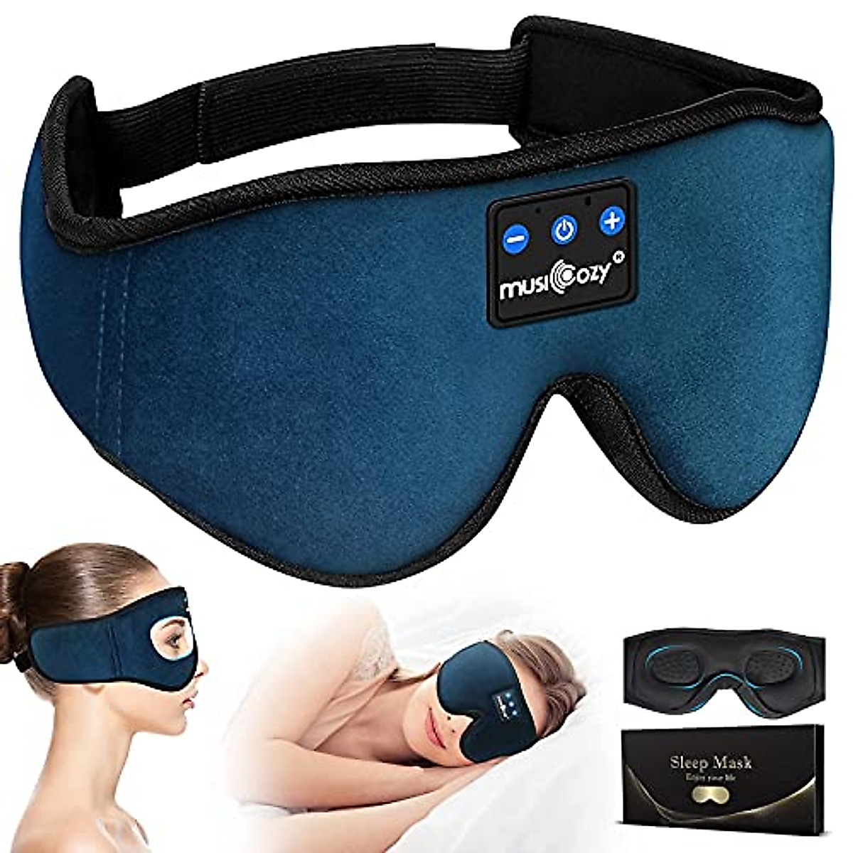 MUSICOZY Sleep Headphones Bluetooth Sports Headband, Wireless Music Sleeping Headphones Sleep Eye Mask Earbuds for Side Sleepers Workout Running Insomnia Travel Yoga Office, Pack of 2