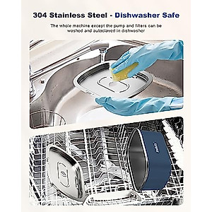 Cat Water Fountain Stainless Steel: 3.2L/108oz Pet Fountain Water Bowl Automatic Drinking Dispenser Cat Feeding & Watering Supplies, Ultra-Quiet Pump & Replacement Filter for Cats Inside(Navy)