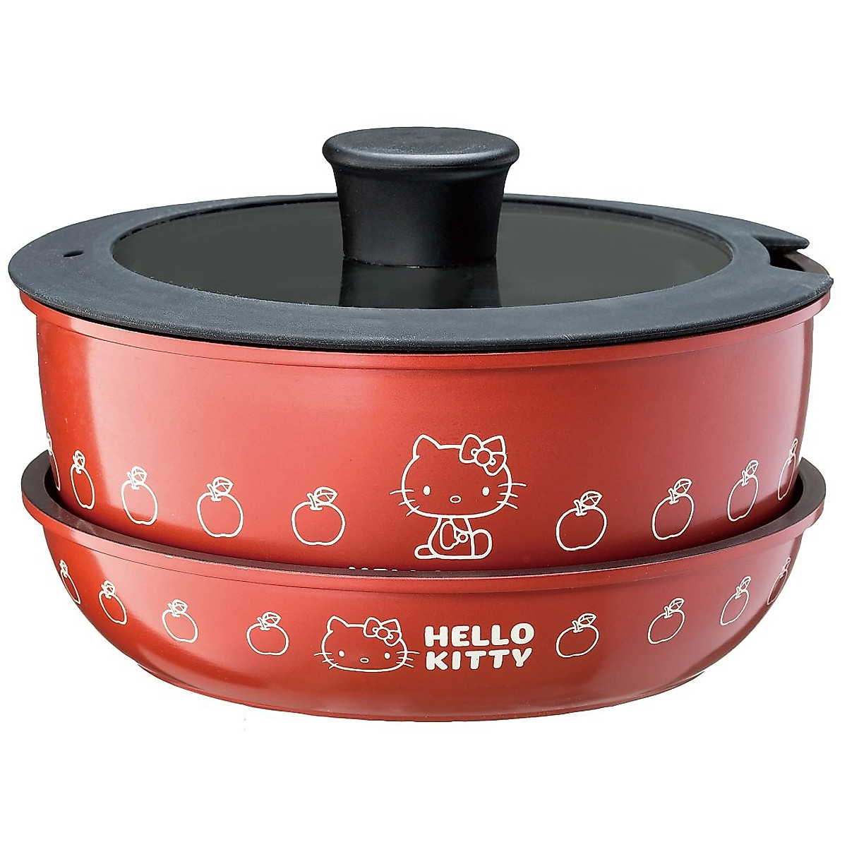 Pot 20cm Frying pan Skater Handle is Out 20cm Glass lid 20cm Handle 4-Piece Set Hello Kitty Sanrio ANFP2