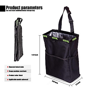 gunhunt 1 PC Car Storage Bag, 9.8In x 11.8In x 5.9In Car Trash Can, Hanging Seat Back Storage Bag, Foldable and Waterproof Tote Bag, with 4 Mesh Pockets, Suitable for Most Cars (Black)