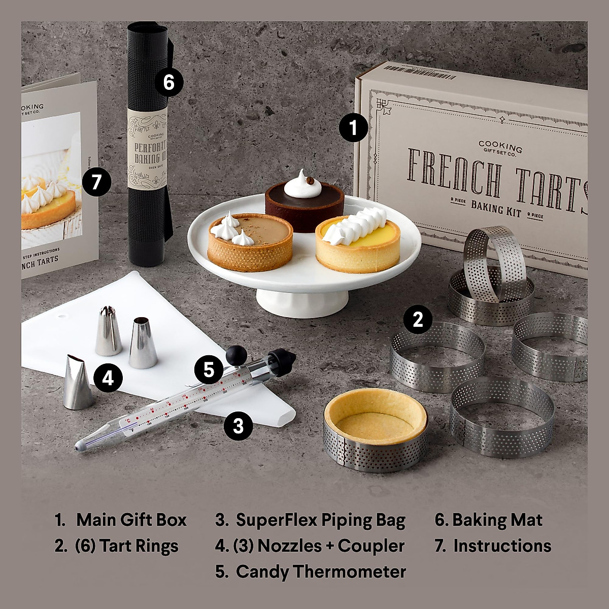 French Tart Baking Set | Unique Baking Gifts for Women BFF Kitchen Baking SuppliesPresent a Food Making Kit For Adults & Parisian Cooking Tools for Pastry Dessert